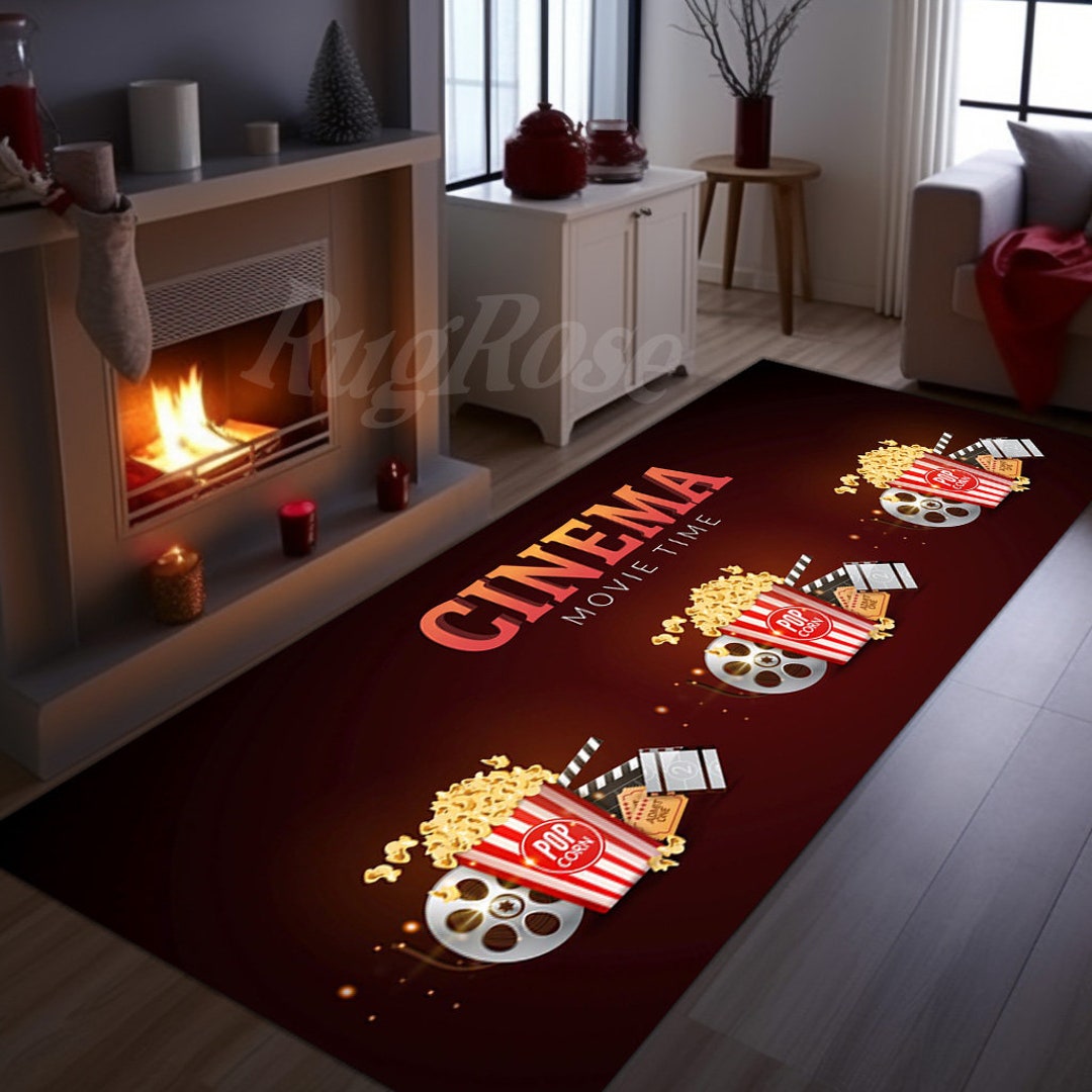 Cinema Rug, Cinema Runner Rug, Cinema Film Rug, Retro Film Rug, Popcorn ...
