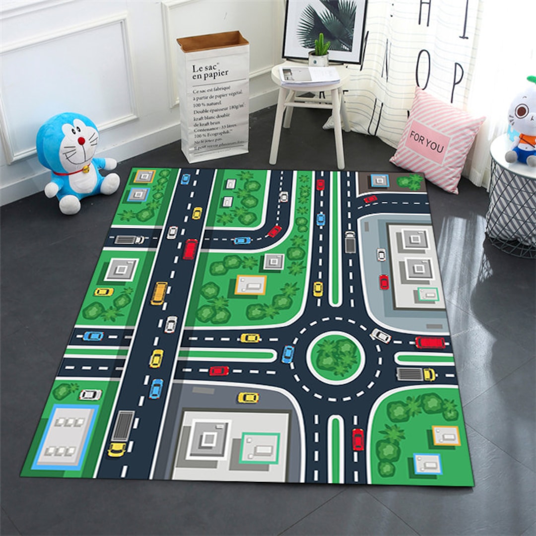 Road Rug, City Road Rug, Play Rug, Kids Game Rug, Car Play Mat, Gift ...