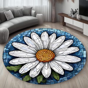 Daisy Rug, Daisy Patterned Rug, Mosaic Daisy Rug, Mosaic Pattern Rug ...
