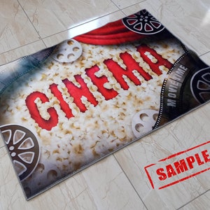Cinema Rug, Cinema Film Rug, Retro Film Rug, Popcorn Pattern Rug,film ...