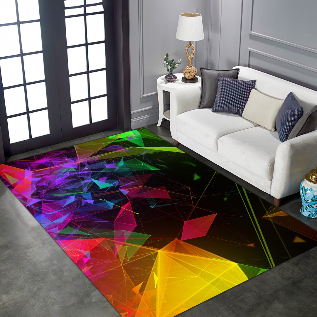 Abstract Rug,neon Rug,neon Art,modern Rug,neon Vortex Rug, Living Room ...