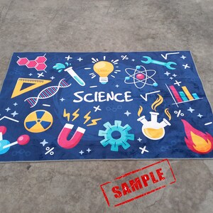 Science Education Rug, Education Rug, Hand Drawn Science Rug, Kids Room ...