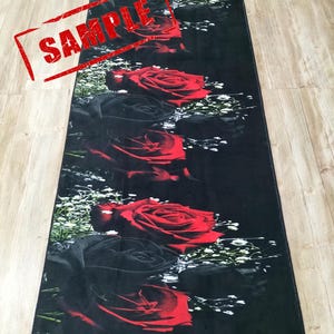 Red Roses, Black and Red Roses, Roses Runner Rug, Roses Long Rug ...
