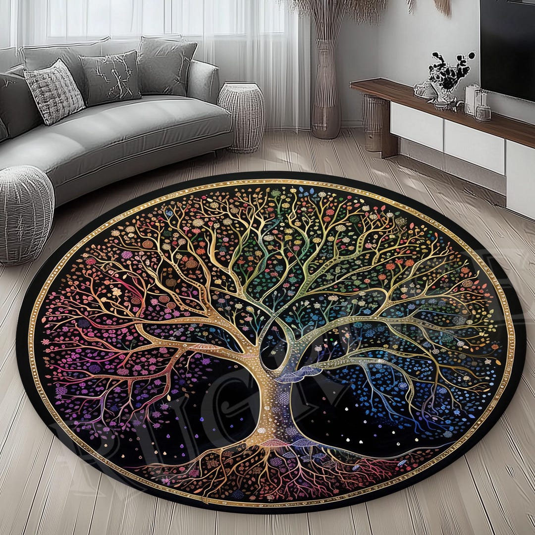 Tree of Life, Tree of Life Rug, Tree of Life Decor, Round Rug,tree of ...