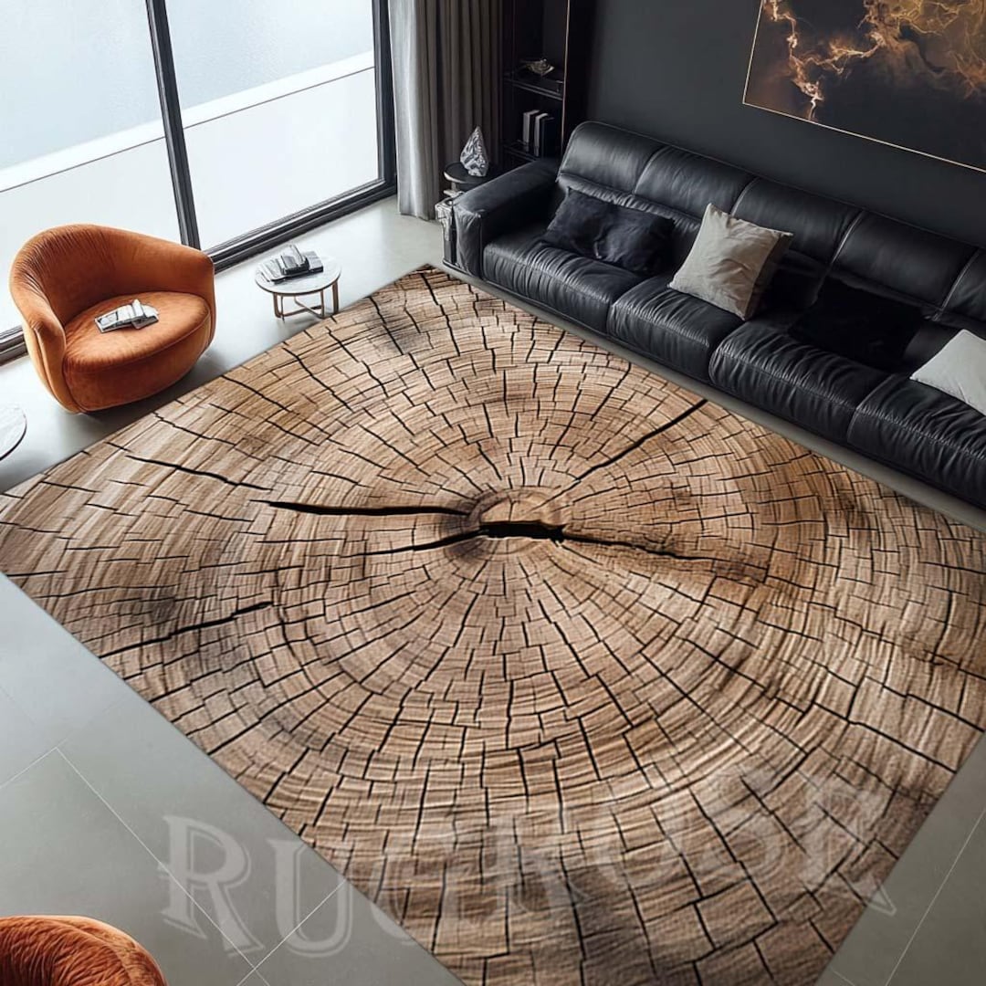 Tree Stump Rug, Tree Textured Rug, Tree Ring Art Rug,wood Look Rug,wood ...
