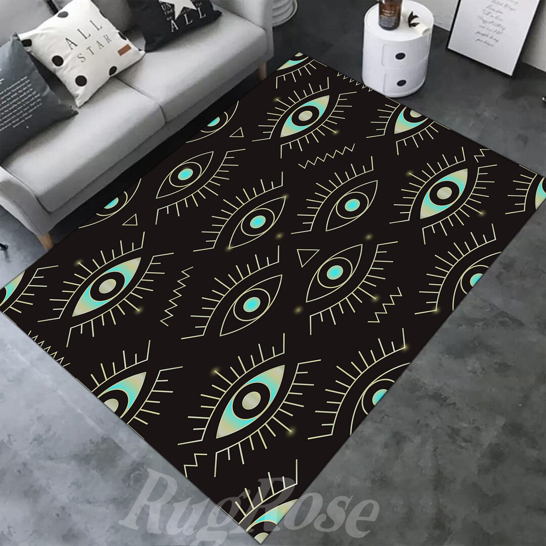 Evil Eye Rug, Evil Eye Themed Rug, Amulet Rug, Colorful Rug, Modern ...
