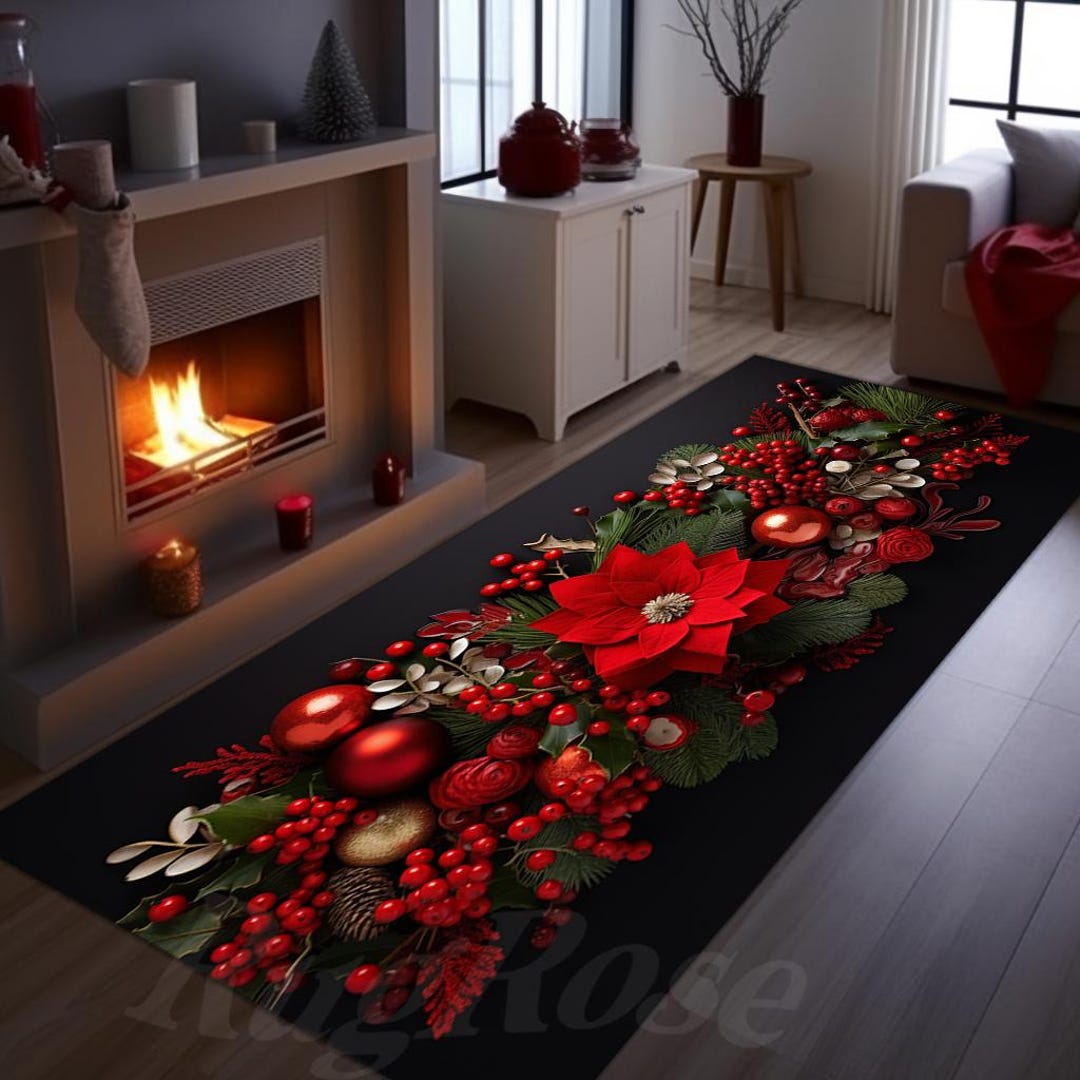 Christmas Runner Rug, Christmas Rug, Christmas Area Rug, Christmas ...