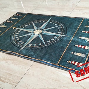 Compass, Compass Rug, Compass Themed Rug, Compass Area Rug, Jean Decor ...
