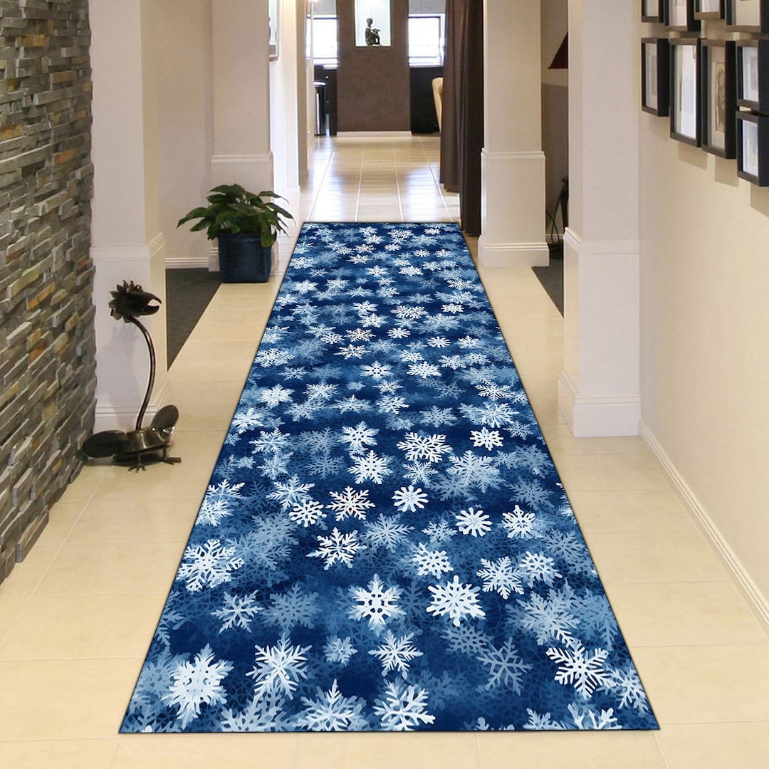 Blue Snowflake Rug, Hallway Rug,blue Christmas Rug, Christmas ...