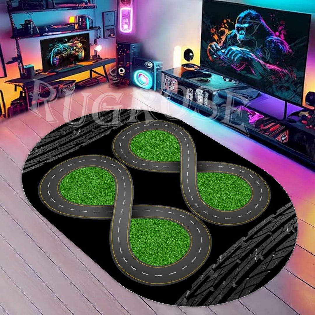 Race Track, Race Track Rug, Start Line, Finish Line, Oval Racetrack Rug ...