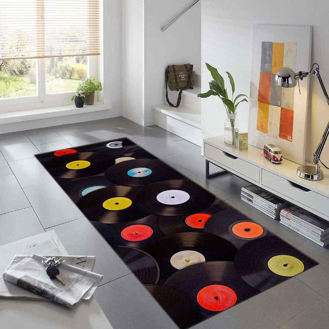 Record Rug, Record Themed Rug, Record Long Rug, Runner Rug, Music ...