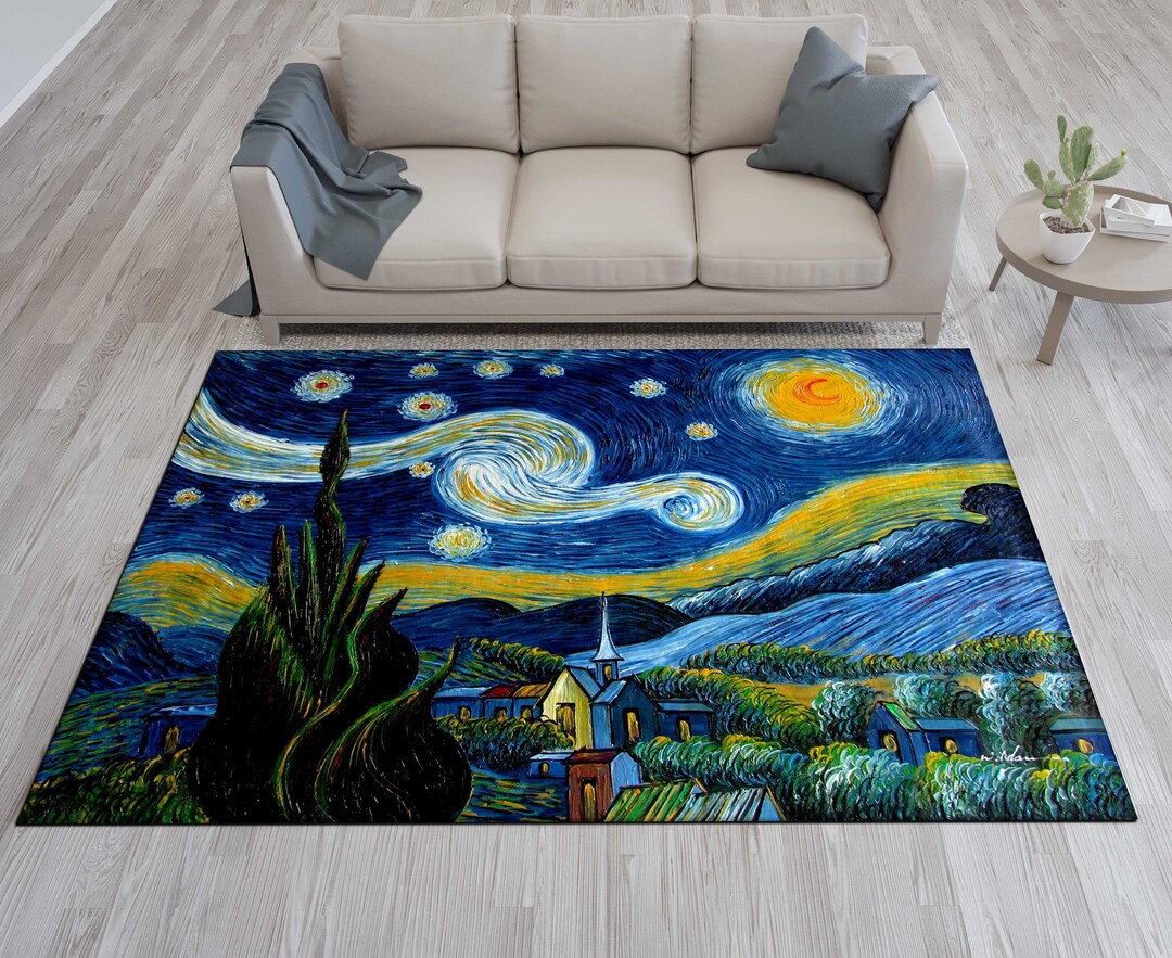 Vincent Van Gogh Stars Night Living Room Rug Home Decor - Etsy