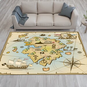 Nautical Map, Pirate Rug, Treasure Island, Ocean Map Rug, Treasure Map ...