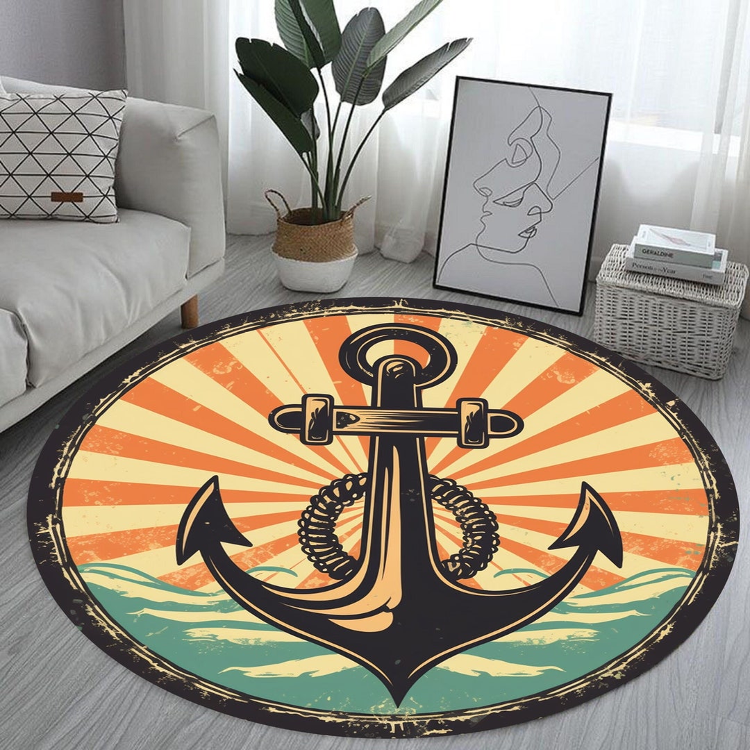 Anchor, Ship Anchor Rug, Nautical Rug, Kids Room Rug, Nautical Art ...