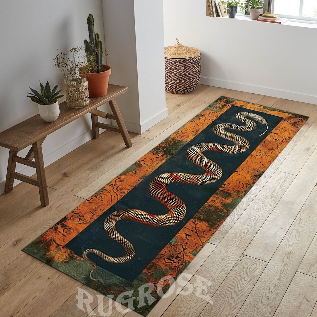 Snake Rug, Snake Runner Rug, Snake Design Rug, Gift Runner Rug, Hallway ...