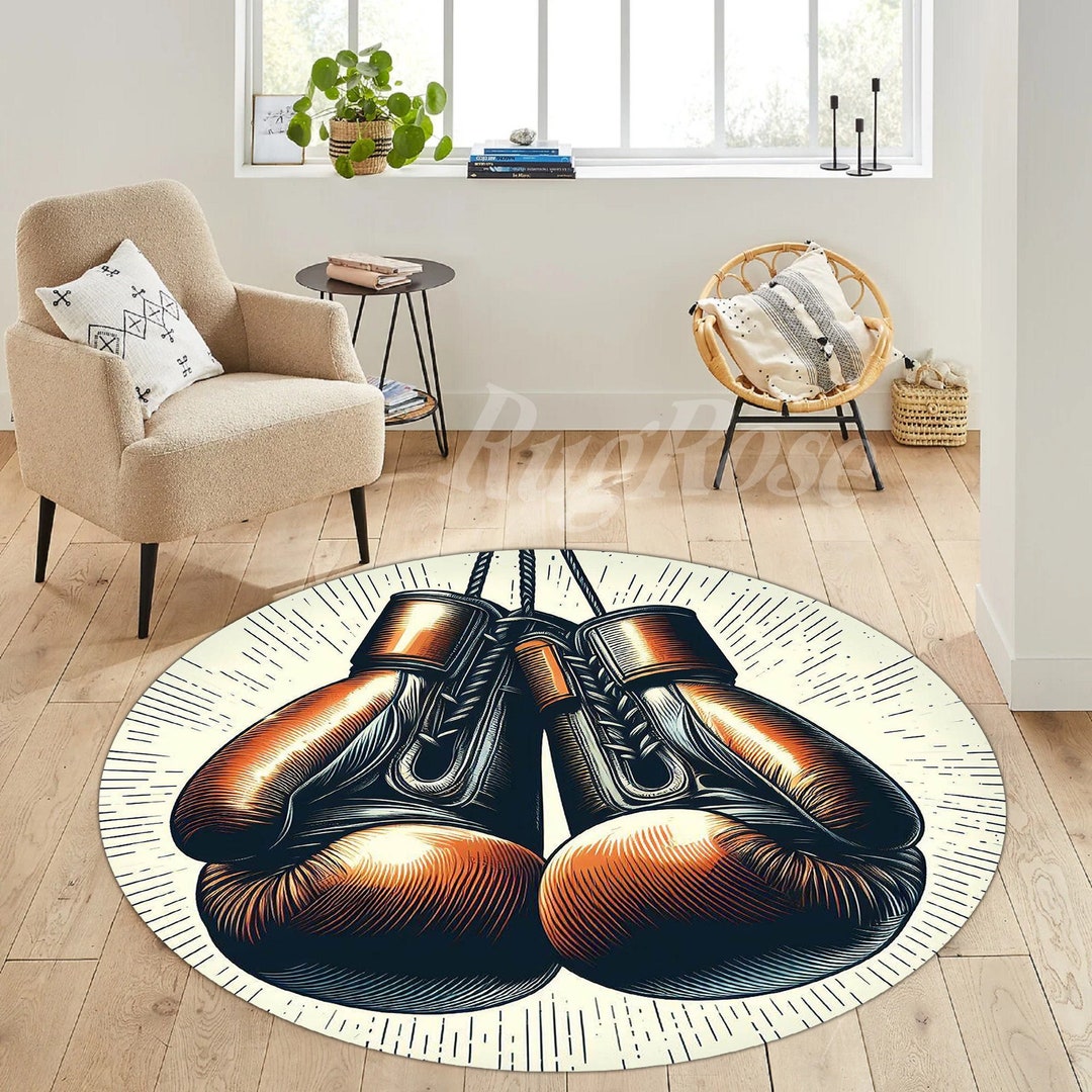 Boxing Rug, Boxing Gloves Rug, Round Boxing Gloves Rug, Knockout Rug ...