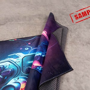 Gamer Rug, Game Controller, Neon Game Controller, Game Room Rug, Gaming ...