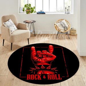 Rock and Roll Sign Rug, Rock Music Lovers Rug, Rock N Roll Rug, Rock'n ...
