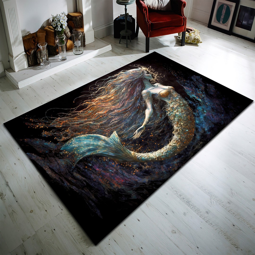 Mermaid Rug, Mermaid Pattern Rug, Mermaid Area Rug, Nautical Decor ...