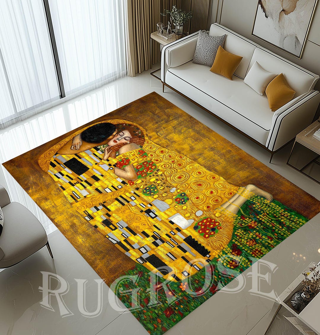 Gustav Klimt the Kiss Rug, Gustav Klimt, Art Rug, Gift Rug, Love Rug ...