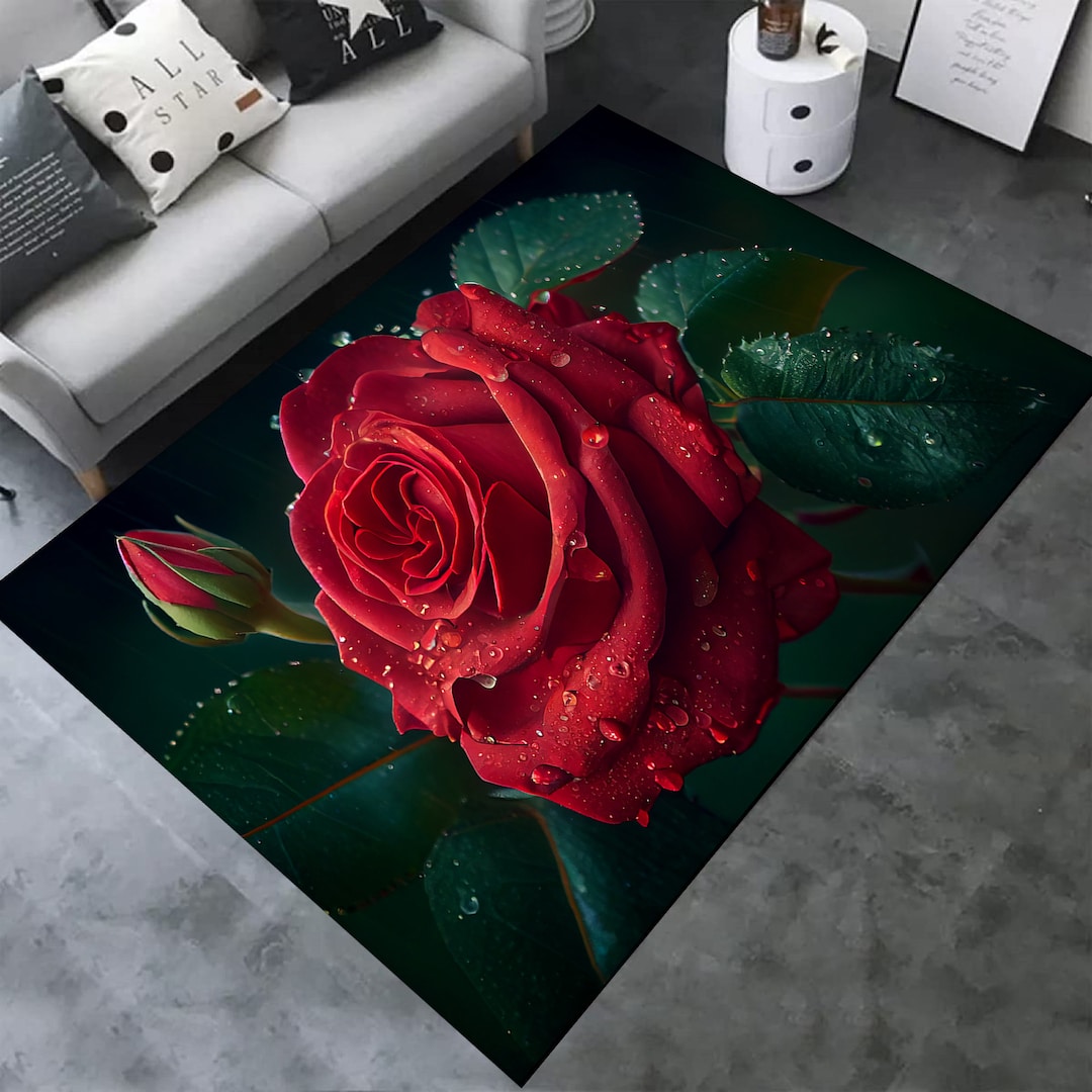 Red Roses, Red Rose Rug, Red Floral Rugs, Red and Black Rose, Red Rose ...