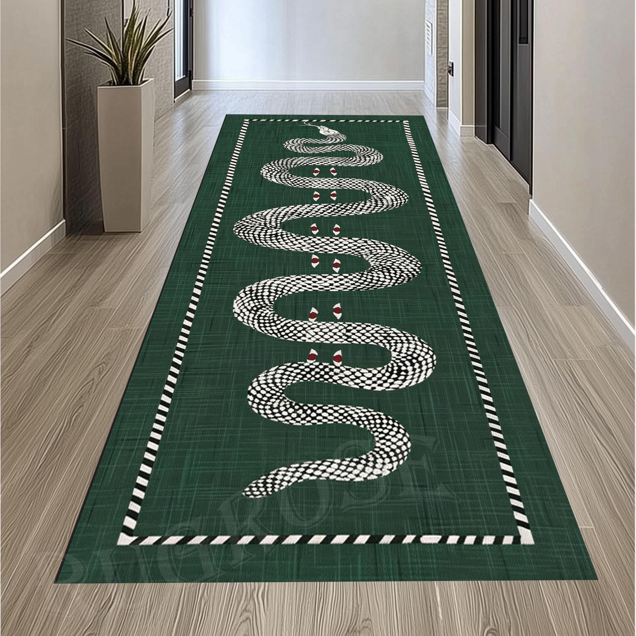 Snake Runner Rug, Modern Hallway Decor, Non-slip Cotton Base - Etsy