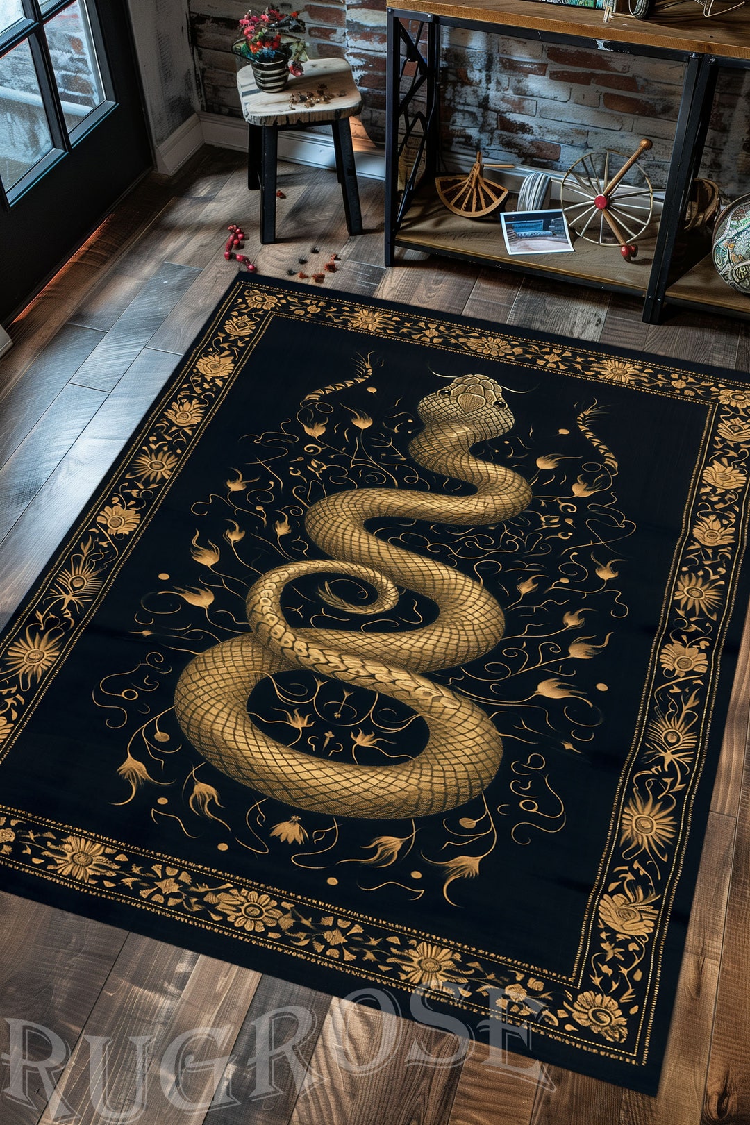 Snake, Snake Pattern Rug, Gold Snake Rug,snake Area Rug, Animal Decor ...
