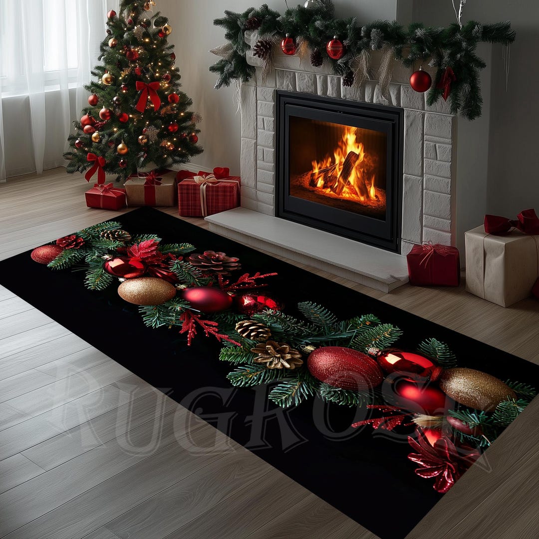 Christmas Ornament Rug,christmas Runner Rug,pine Cone Rug,snowflake Rug ...