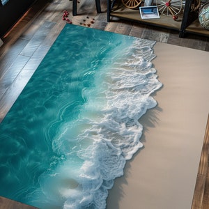 Beach Rug, Sea Rug, Sea Wave Rug, Sand Wave Rug, Nautical Rug, Clear ...