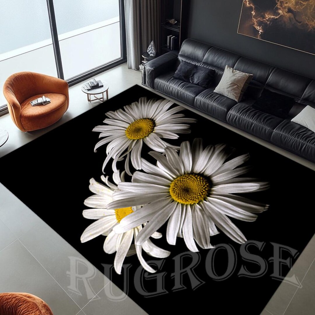 Daisy Rug, Daisy Patterned Rug, Flower Carpet, Living Room Rug, Home ...