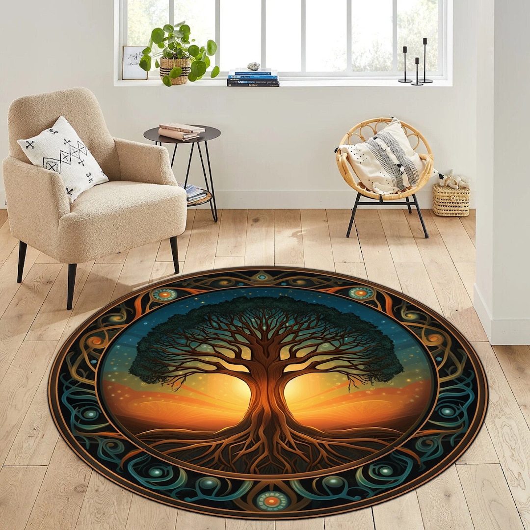 Tree of Life, Tree of Life Rug, Tree of Life Decor, Round Rug,tree of ...