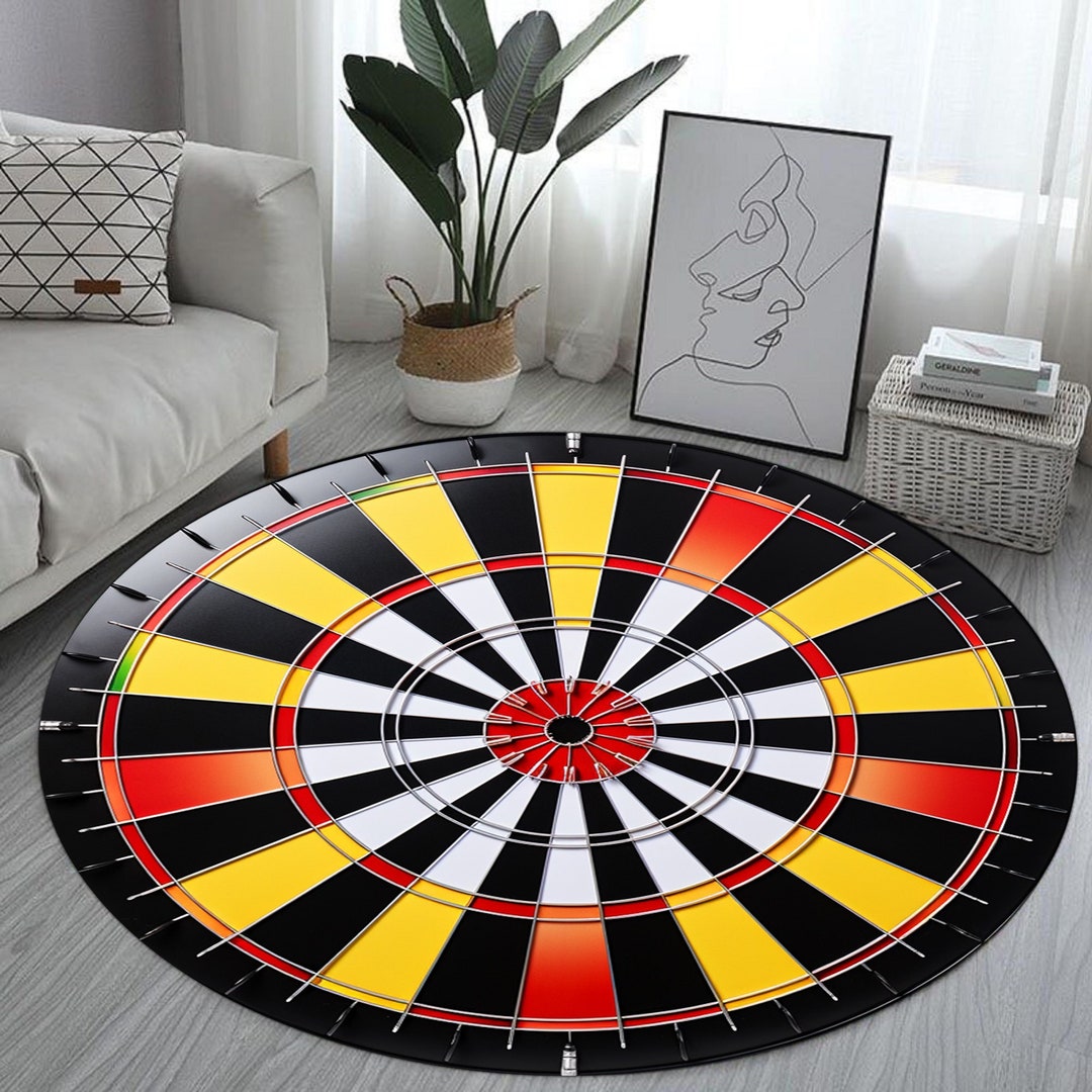 Dart Board Rug, Dartboard Round Rug, Target Board Round Rug, Game Room ...