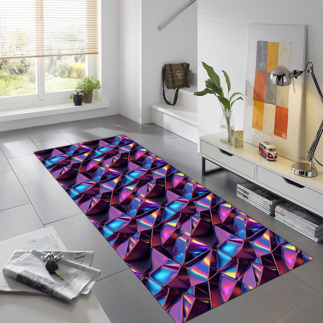 Abstract Rug, Iridescent Rug, Neon Rug,abstract Long Rug, Runner Rug ...