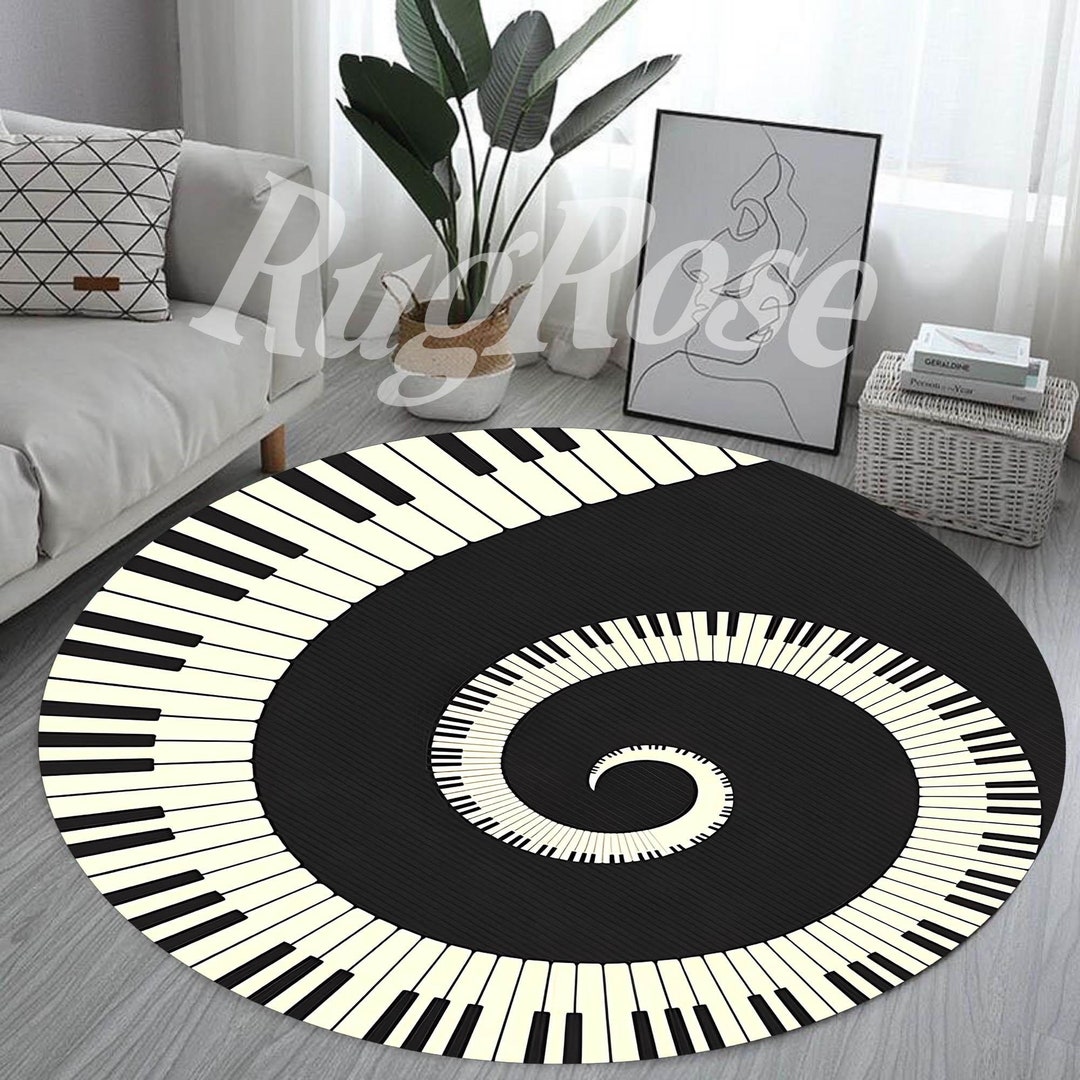 Piano Keys Rug, Piano Rug, Round Piano Keys Rug, Music Round Rug, Music ...