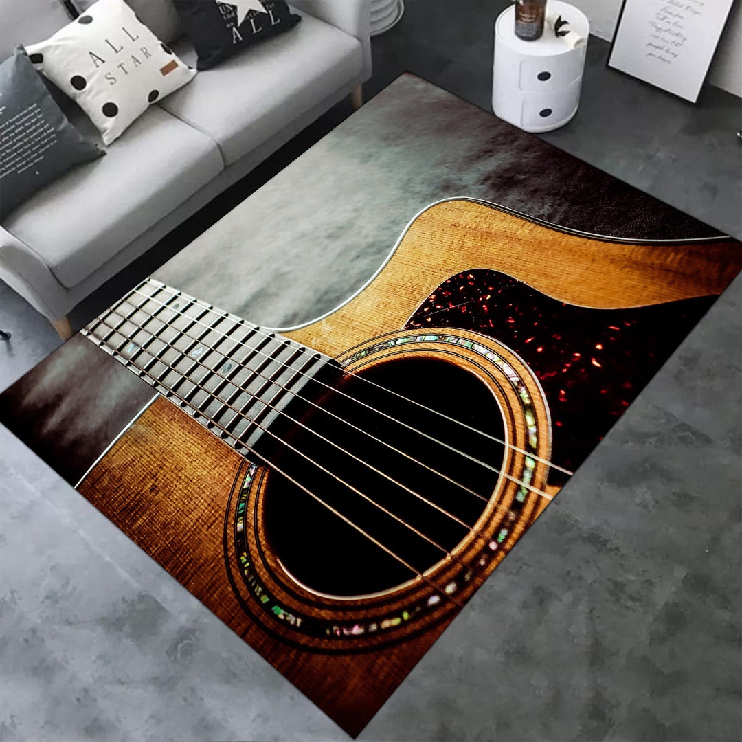 Guitar, Guitar Rug, Rock Guitar Rug, Music Rug, Music Room Rug,retro ...