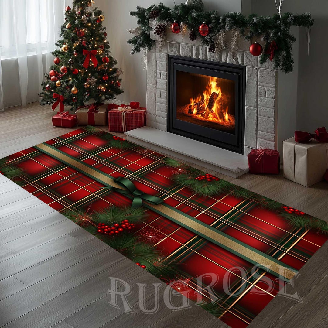 Plaid Christmas Runner Rug, Non-slip Holiday Decor - Etsy