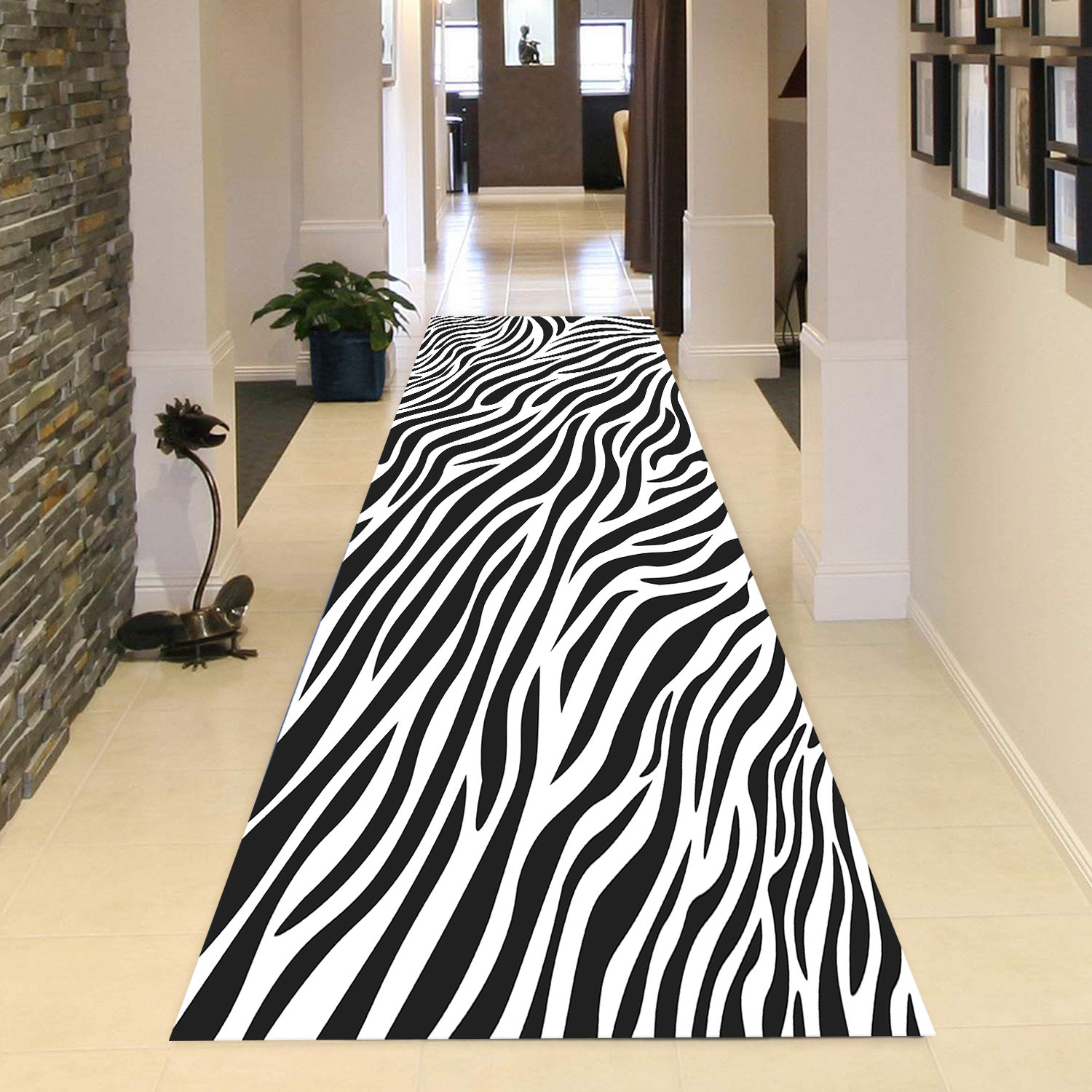 Zebra Print Runner Rug, Black and White Hallway Carpet, Non-slip - Etsy