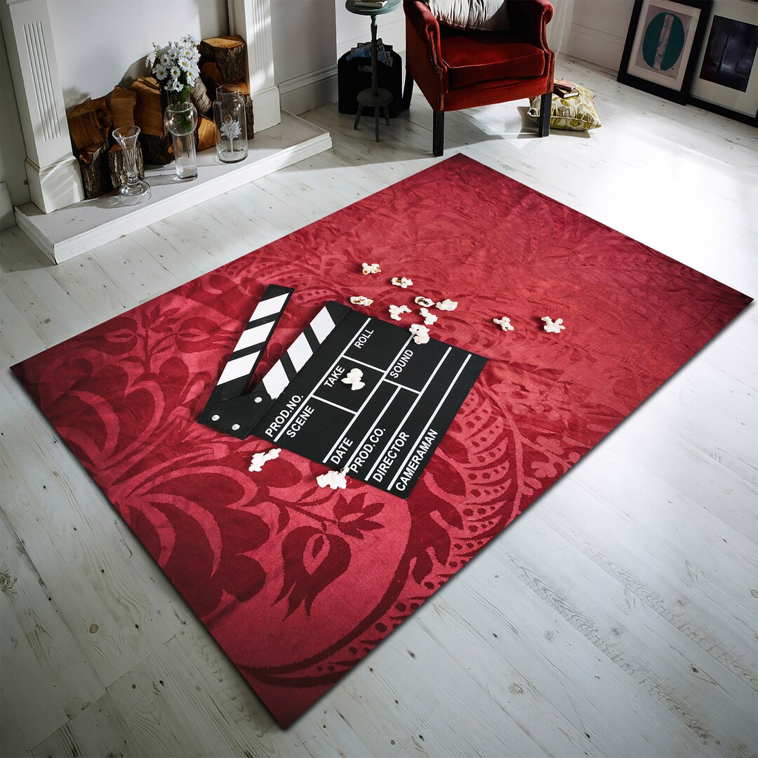 Cinema Rug, Cinema Film Rug, Retro Film Rug, Popcorn Pattern Rug,film ...