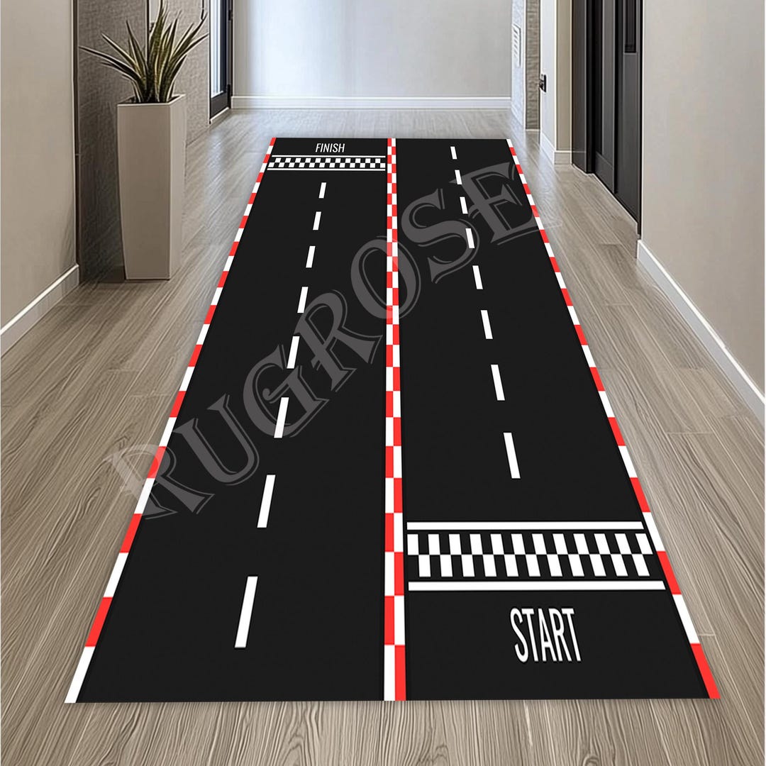 Race Track, Race Track Rug,start Line,finish Line,hallway Rug,long ...