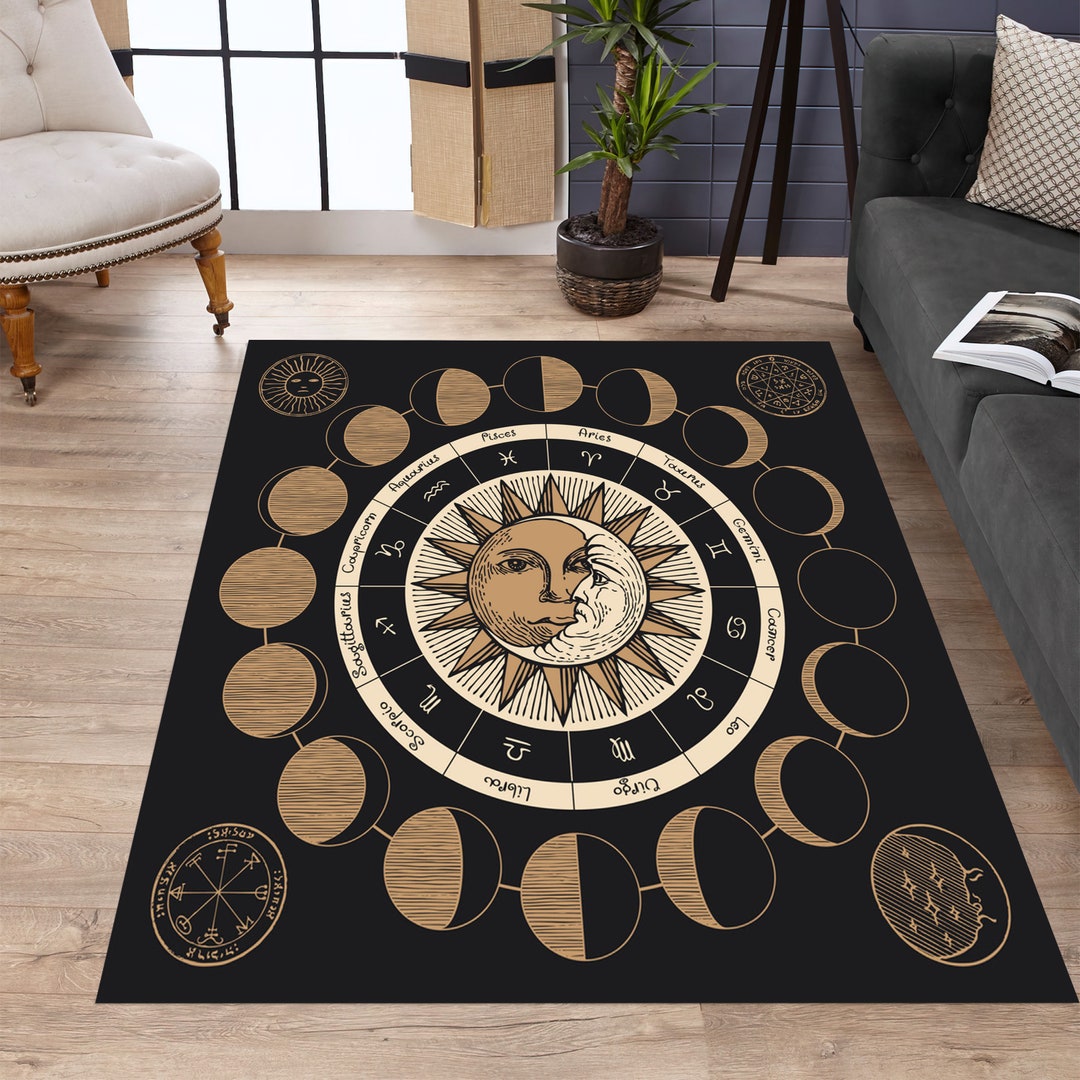 Astrology Rug, Tarot Rug, Tarot Art Decor, Moon Themed Rug, Moon Tarot ...