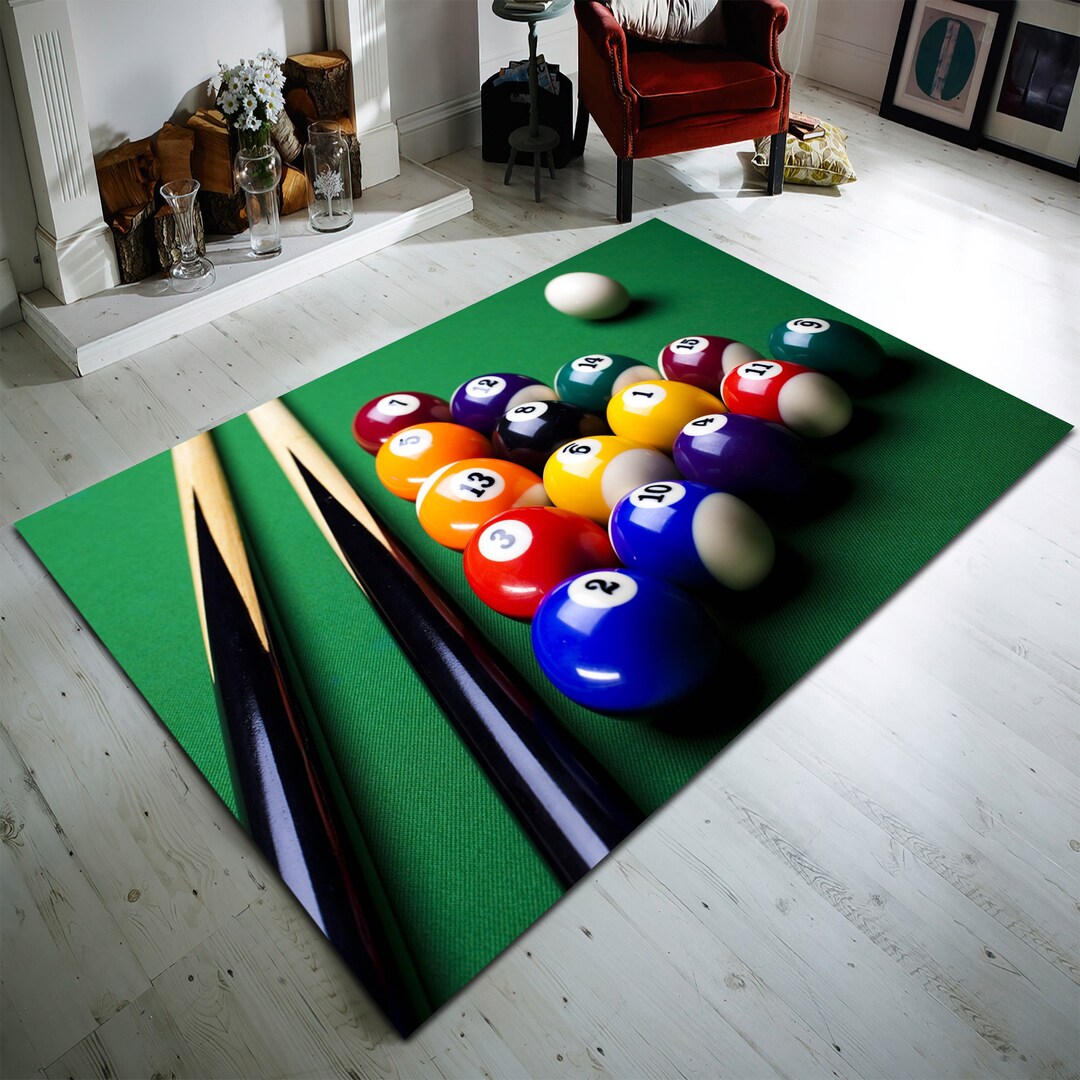 Billiards Rug, Billiards Pattern Rug, Game Room Rug, Gamer Rug,teen ...