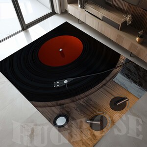Record Rug, Record Patterned Rug, Record Player Rug,old Wooden Record ...