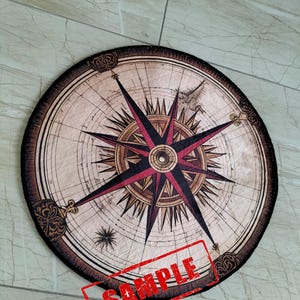 Compass Rug, Round Compass Rug, Medallion Rug, Round Decor Rug, Gift ...