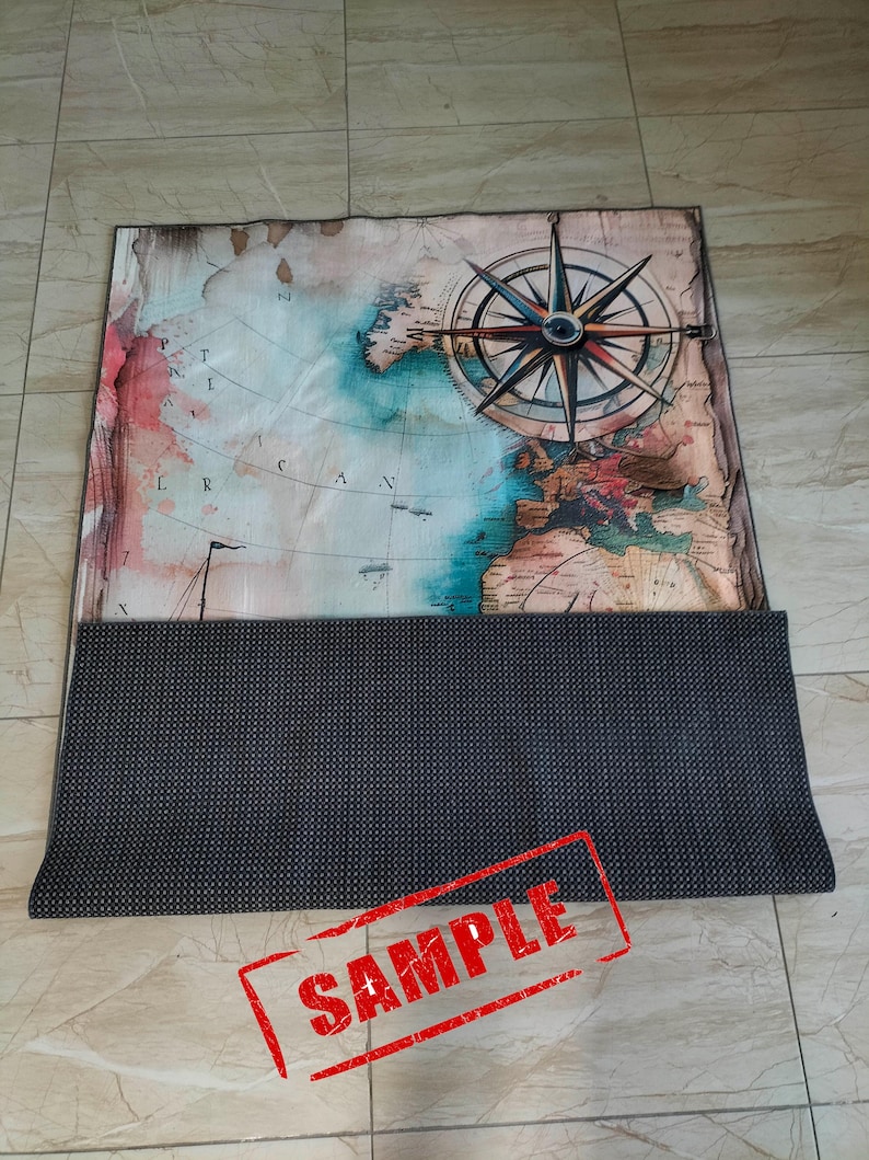 Nautical Chart Area Rug, Compass, Ship Design - Etsy