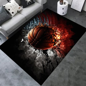 Basketball, Basketball Rug, Basketball Ball Rug, Burning Basketball Rug ...