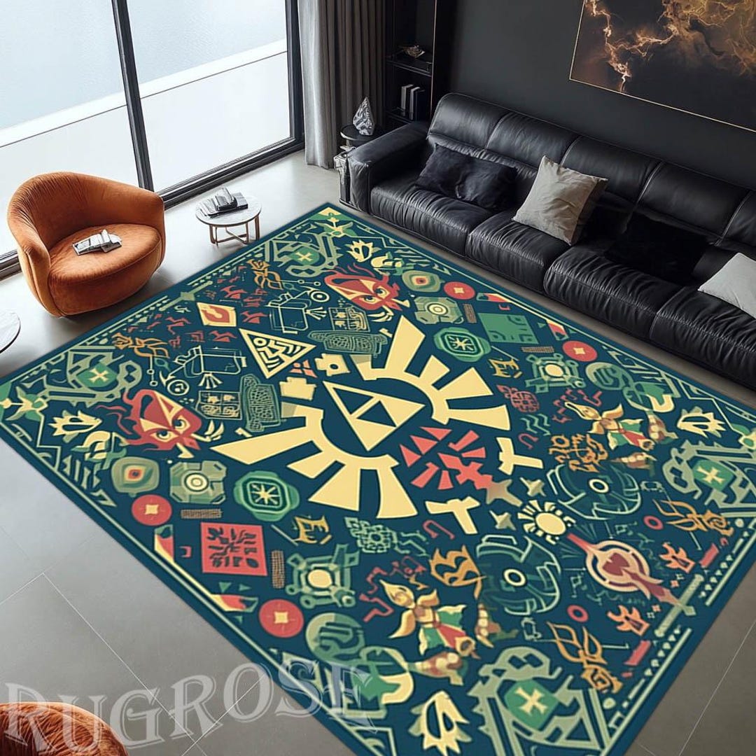 Zelda Legend Rug, Gaming Area Rug, Zelda Game Rug, Gamer Gifts, Game ...