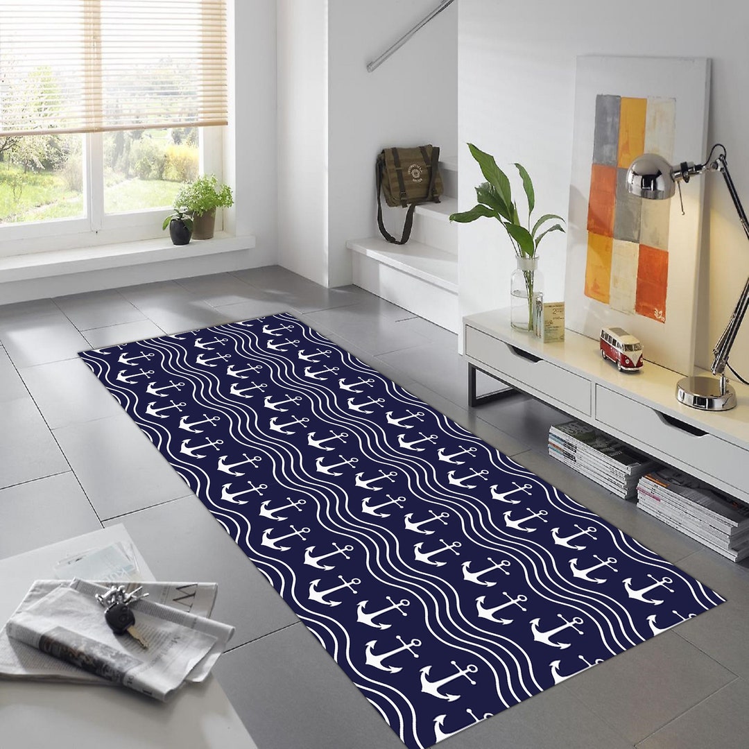 Anchor, Anchor Pattern Rug, Runner Anchor Rug,ship Anchor Rug,nautical ...