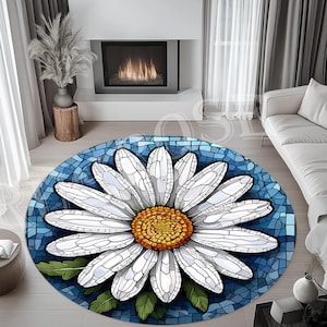Daisy Rug, Daisy Patterned Rug, Mosaic Daisy Rug, Mosaic Pattern Rug ...