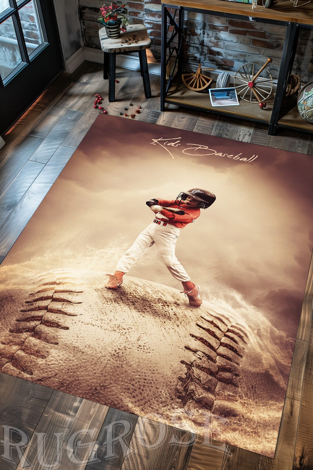 Baseball Rug, Baseball,kids Rug,rug,popular Rug, Sports Rug, Living ...