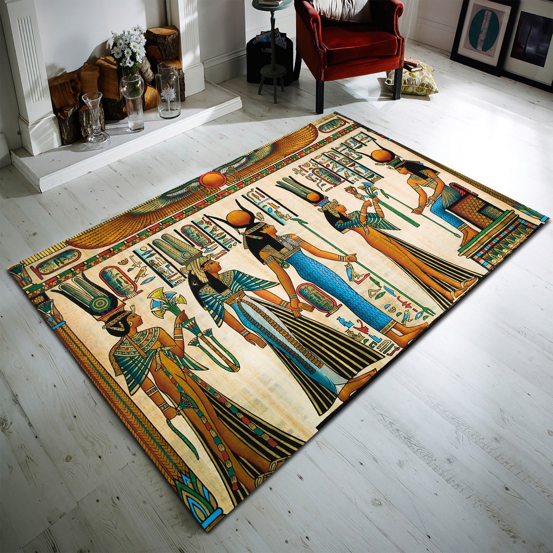 Egyptian, Egypt Rug, Antique Papyrus Rug, Ancient Themed Rug,ancient ...
